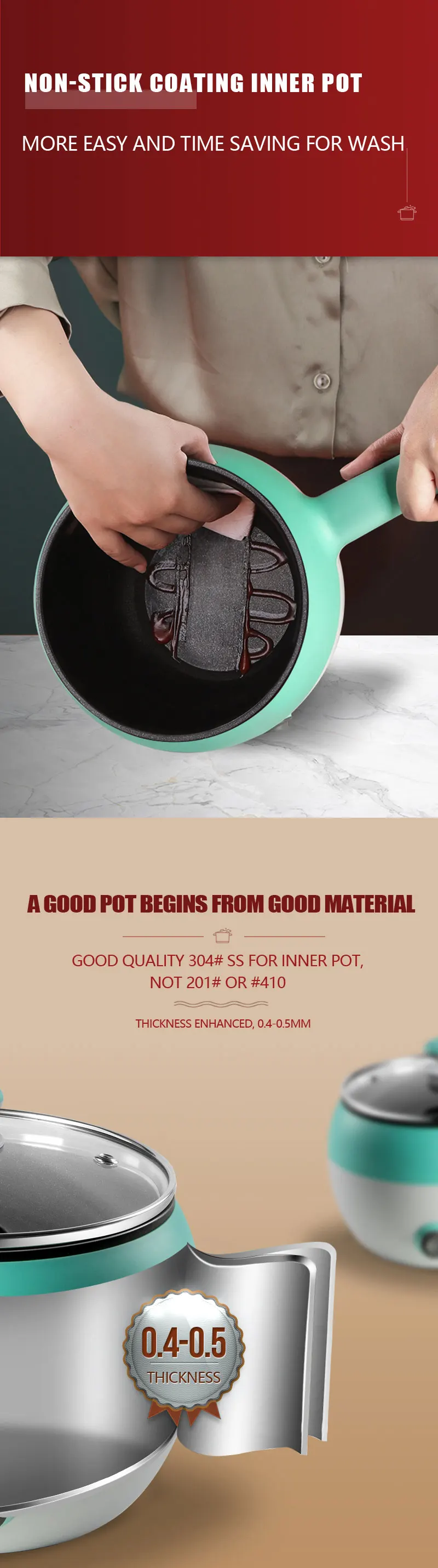 Small Home Appliance 1.2liter Electric Cooker Mini Multi-purpose Non ...