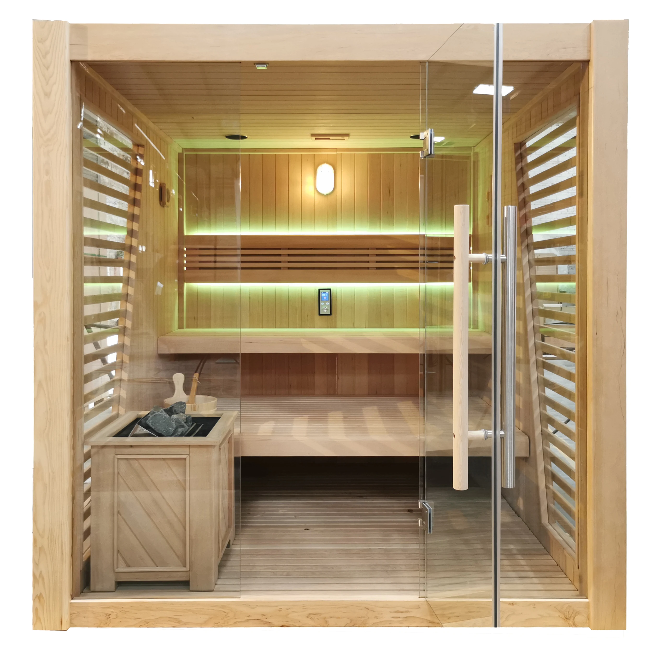 Outdoor Wooden Sauna Steam Traditional Dry Steam 3-4 Person Tempered ...