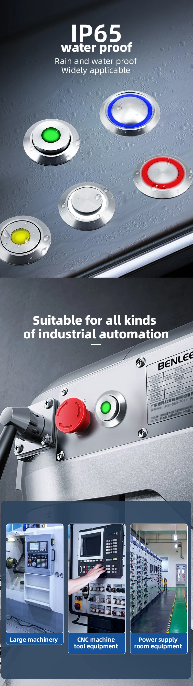 Benlee Ip65 Stainless Steel Illuminated Metal Push Button Switch 4pin ...