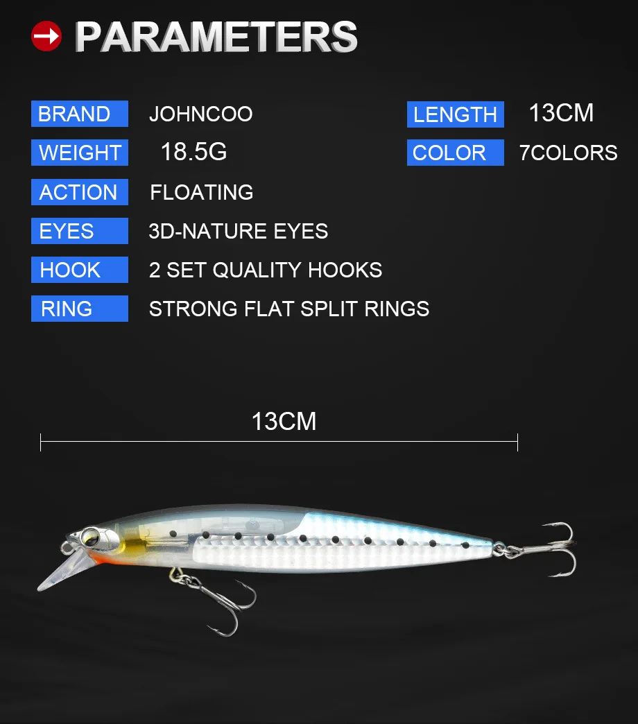 130mm 18.5g New Scales Flashing Minnow Lures Floating Jerkbait Short Tongue Plastic Fishing Fure ...
