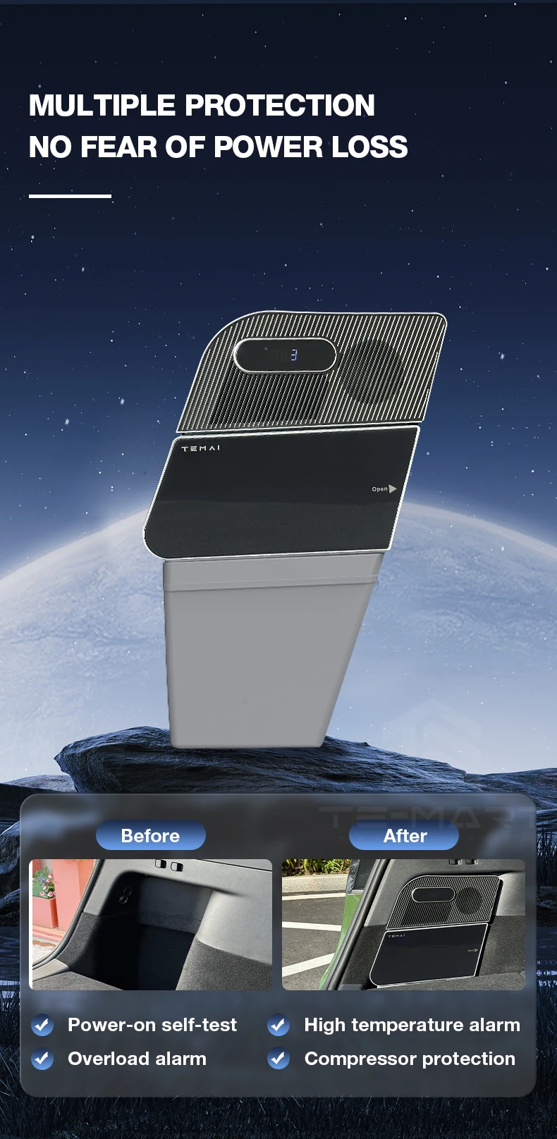 Portable12v Fridge Freezer Camping Car Refrigerator For Tesla Model Y ...