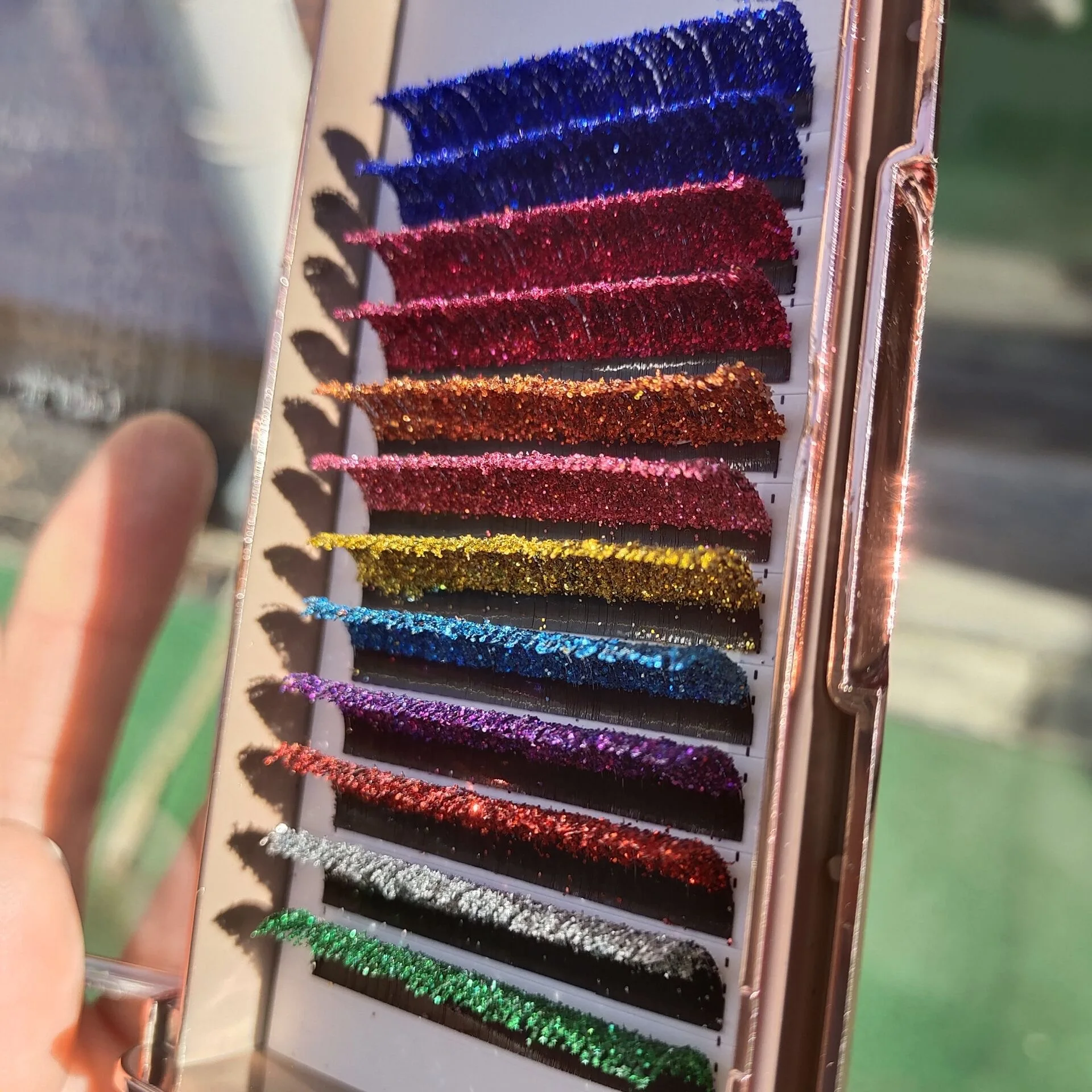 New Fashion Hand Made Glitter Lash Extension Multi Colored Lashes Tray ...