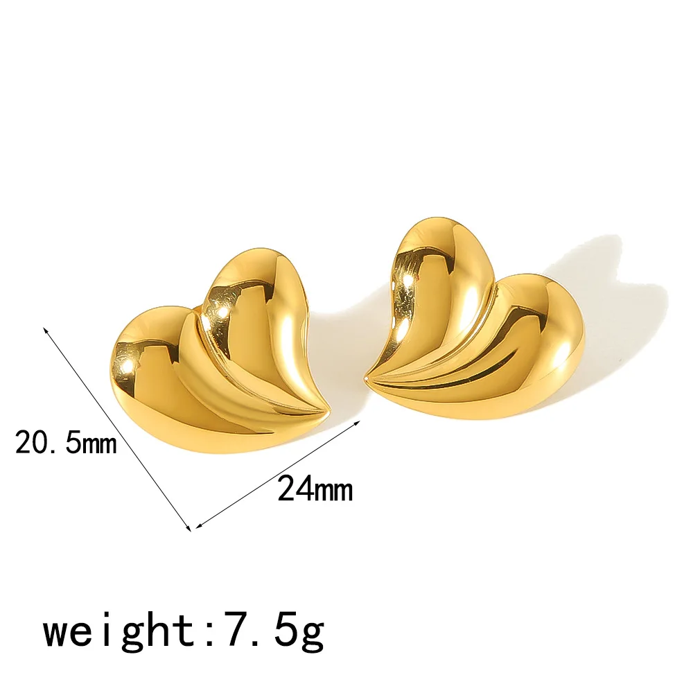 ERESI Gold Plated Fashion Smooth Stainless Steel Heart Love Thick ...