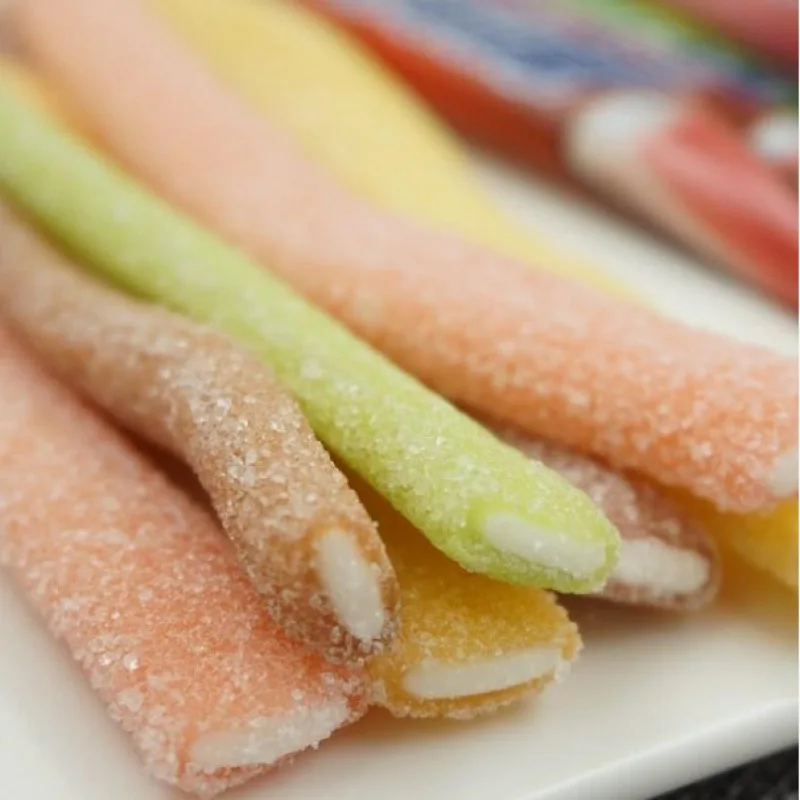 18g Long Strip Soft Candy Fruit Flavored Colorful Rope Sugar Acid Sugar ...