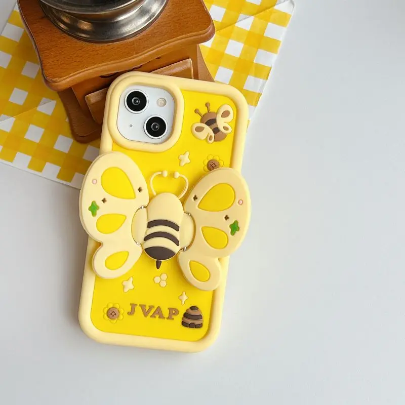 High Quality Silicone 3d Bee Phone Case With Stand Innovative Cute ...