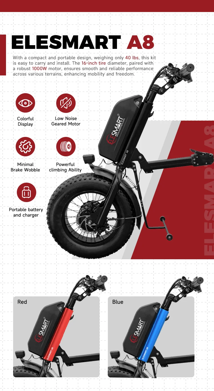 48v 1000w Wheelchair Power Attachment - Elesmart Rehab Device