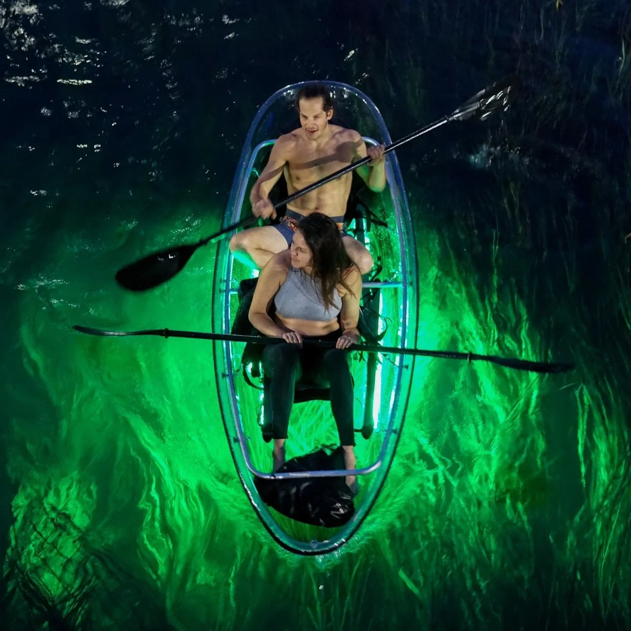 Bottom of a Kayak - Transparent Double Kayak for 2 Paddlers