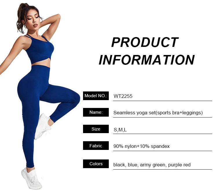 Ladies Sports Seamless Athletic High Waist Butt Lift Leggings Set Women Fitness Workout Clothing ...