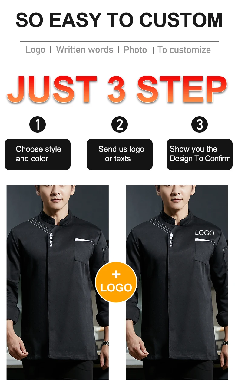 Chef Coat Wearing Uniform Restaurant Long Sleeve Kitchen Work Jacket ...