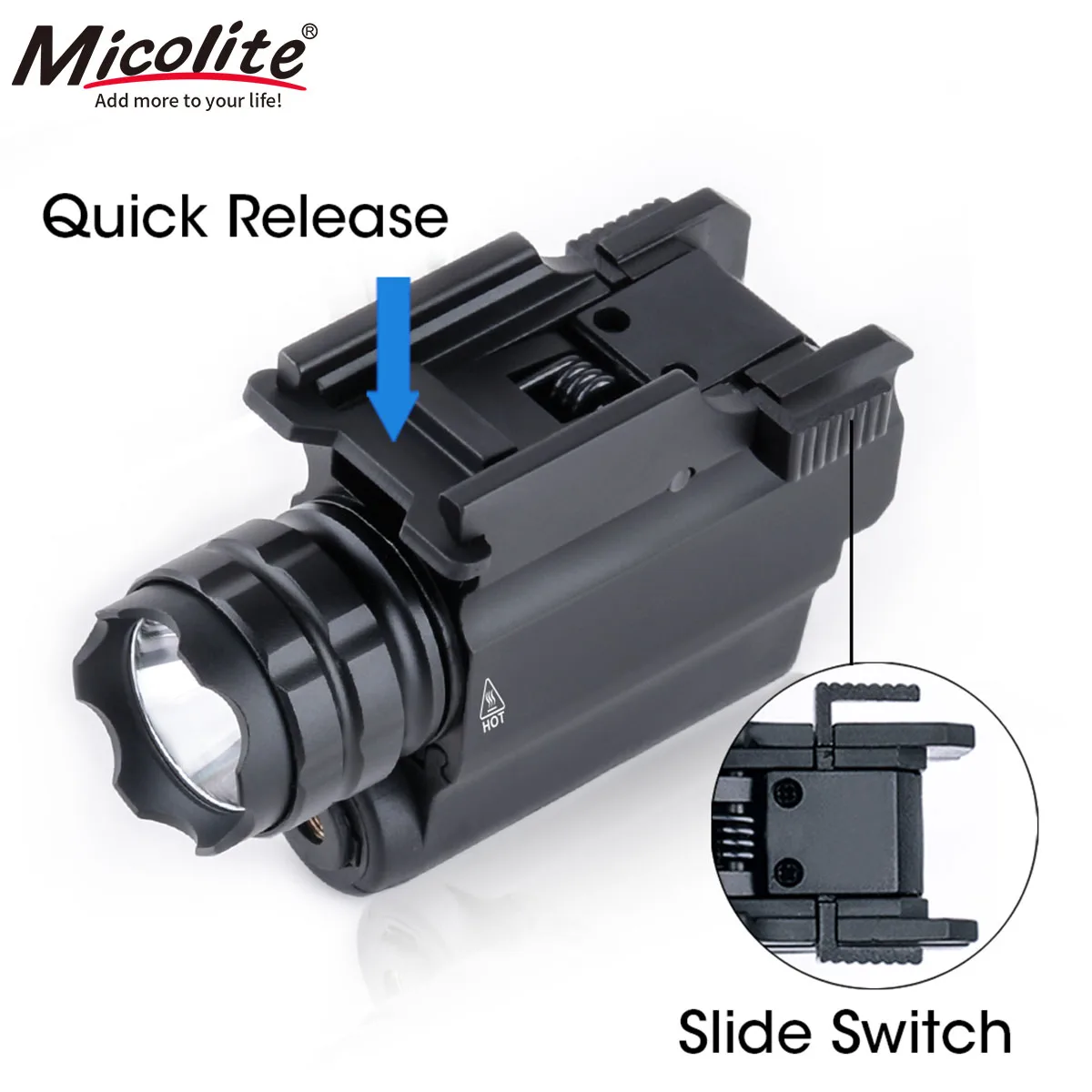 Tactical Flashlight Rail Mounted Cr123a Battery,Green Laser Light ...