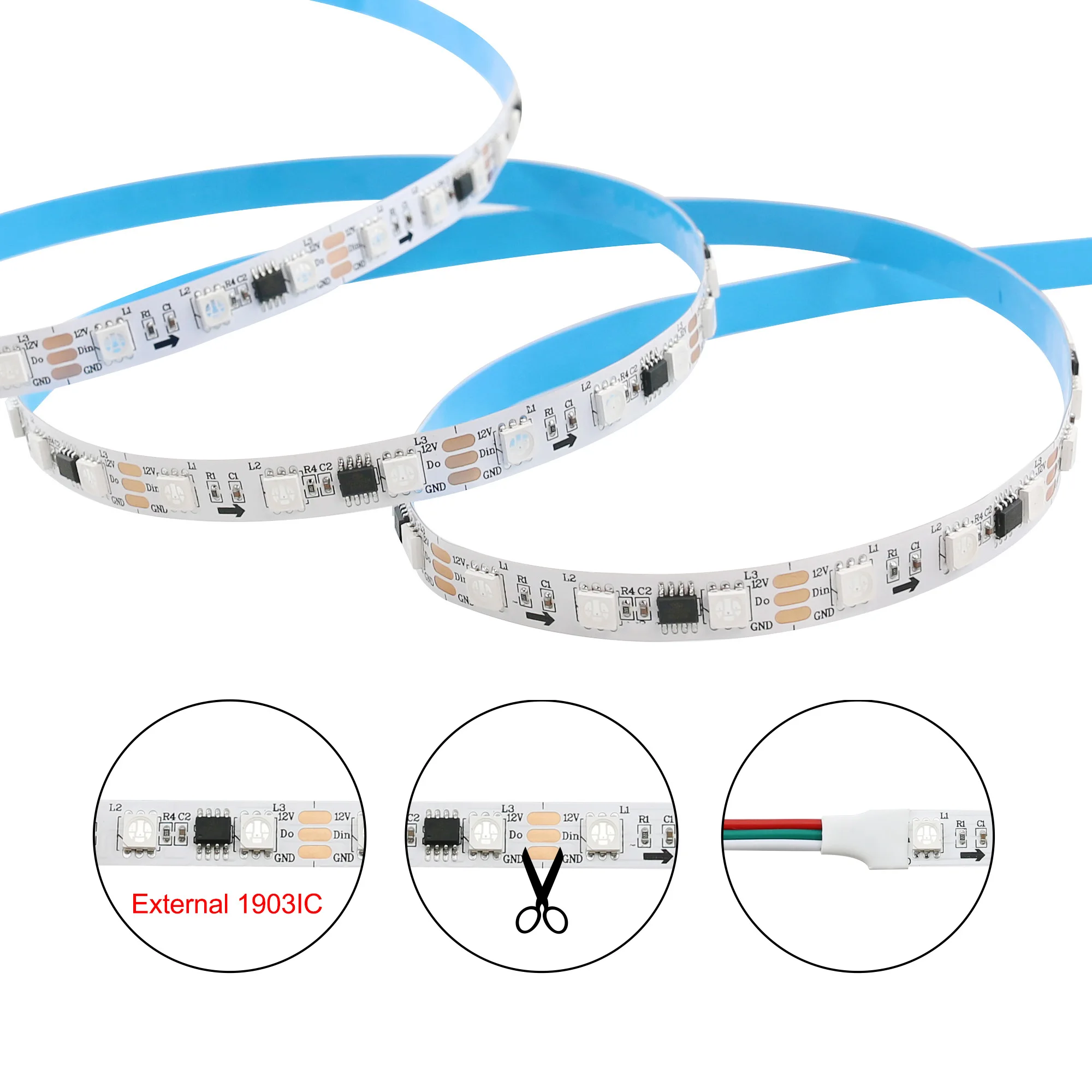 5v 12v 24v Dream Multiple Color Flexible Programmable Dmx 512 Tape 5050 Smd Rgbic Addressable ...
