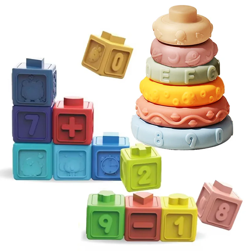 Infant Cognitive Puzzle Relief Soft Building Blocks Can Chew By Toy For ...