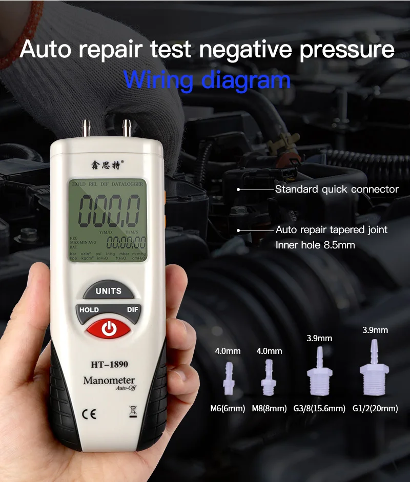 Manometer Pressure Meter 11 Selectable Units Differential Pressure ...