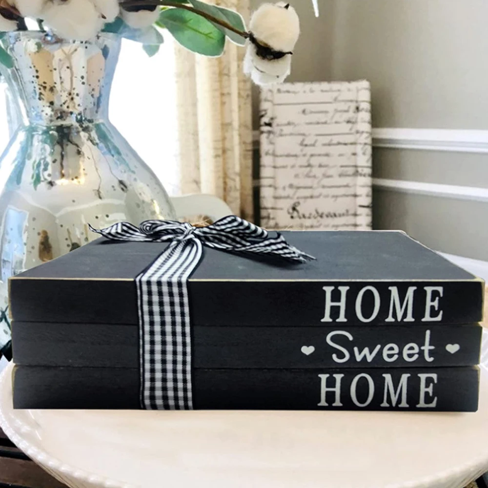 Modern Farmhouse Decor Wooden Fake Book Stack Decorative Books For ...