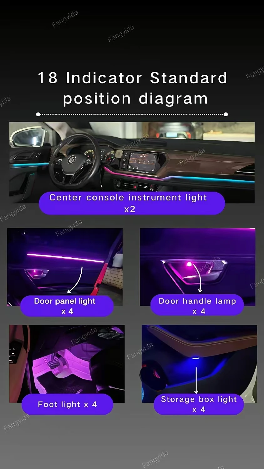 Universal 18-LED Phantom Ambient Light Magic Color Atmosphere Lamp for ...