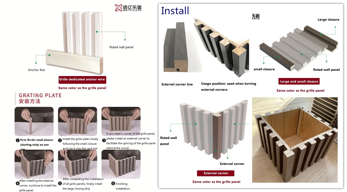 Luxury Style Waterproof MDF Easy to Install Fluted Wall Panels Boards ...
