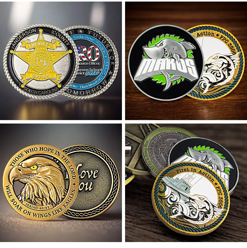 Factory Zinc Alloy Double Gold Silver Bronze Collectible Coins Logo 3d ...