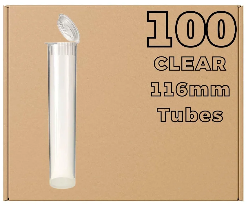 100 Clear 116mm Tubes,Smell-proof Bpa-free Plastic Container Holder - Buy Plastic Tube,Hinged ...