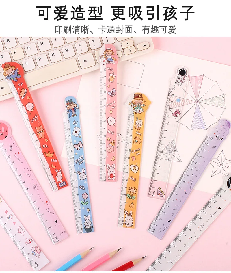 Cartoon Girl Ruler Kawaii Stationery Ruler School Plastic Ruler 15cm ...