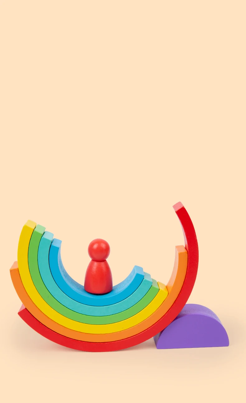 Montessori Wooden Iridescence Stacking Match Building Block Sets ...