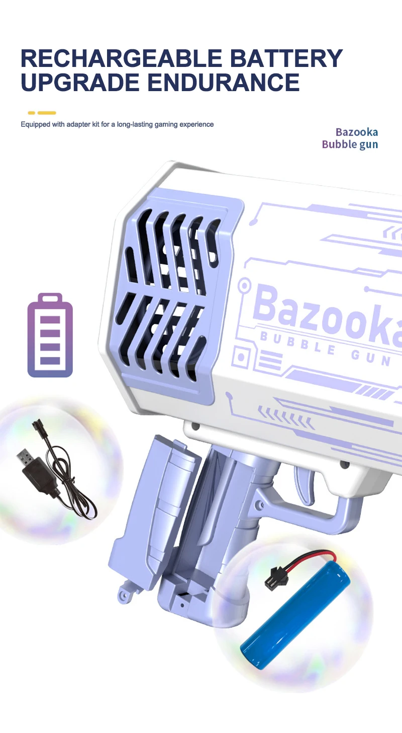 New Hot Selling Kids Toy 69 Holes Bazooka Electric Bubble Blower ...