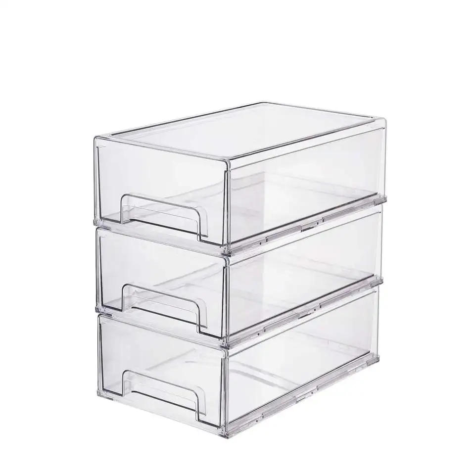 Stackable Transparent Desk Organizer Plastic Drawer Organizer with ...