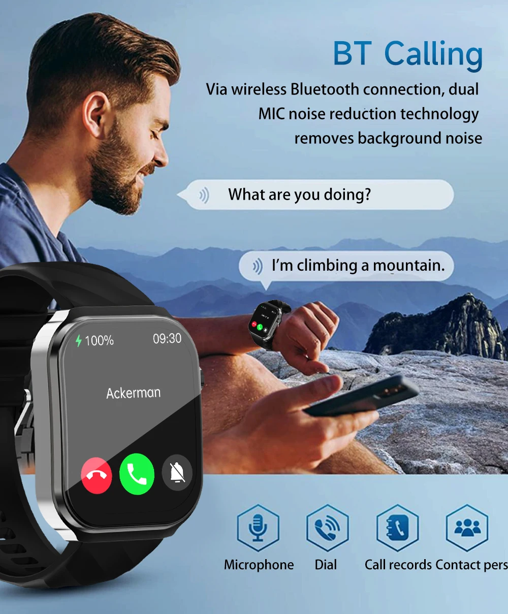 DF U13 Health Smart Watch Bt Call 2.1 Inch IPS 3D Curve Screen Real ...