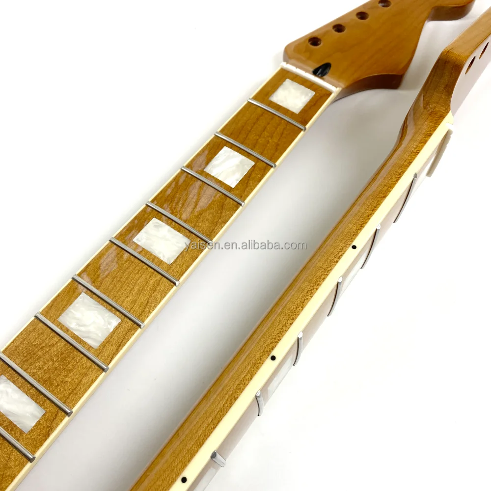 Custom ST Guitar Neck - 22 Frets, Block Inlay, White Binding