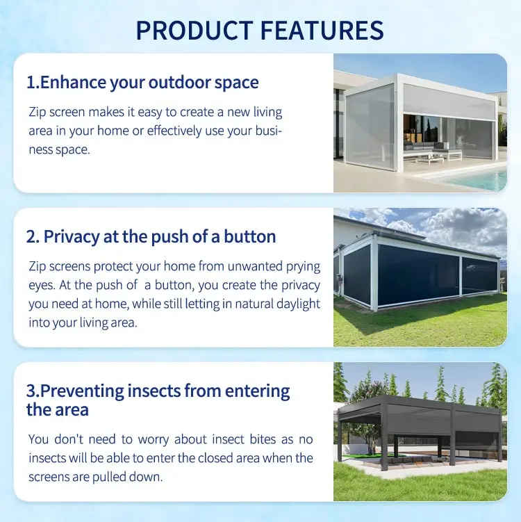 Custom Made Zip Screen Patio Blinds Sun Shade Vertical Motorized Zip ...