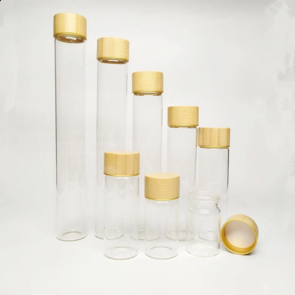 Hot Sale 5ml-30ml Glass Tube With Aluminum Bamboo Wooden Screw Cap ...