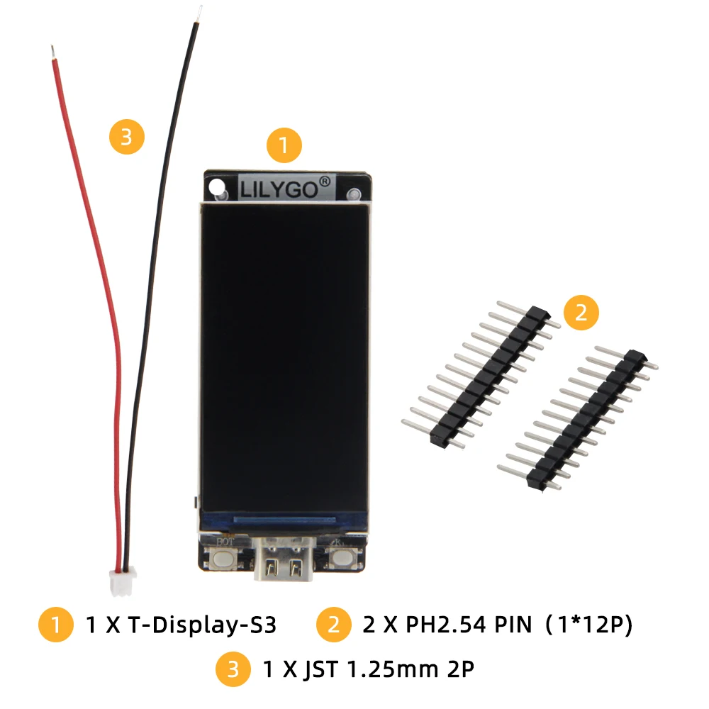 LILYGO T-Display S3 ESP32-S3R8 - 1.9" TFT LCD Kit for Arduino
