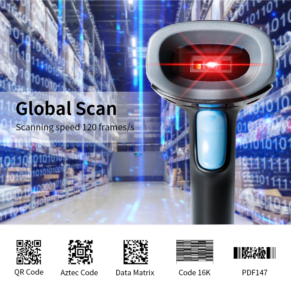 Effon USB Wireless 2.4G Bluetooth Scanning Gun for 2D QR
