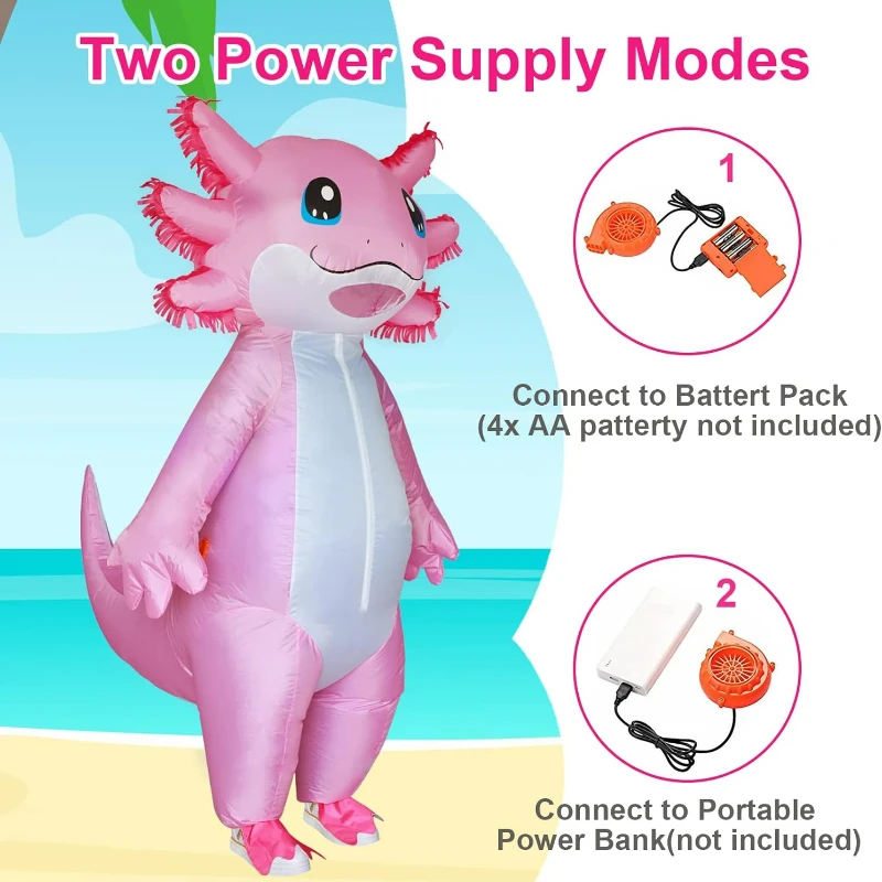 Cute Salamander Inflatable Suit Adult Pink Axolotl Mascot For Women Men ...