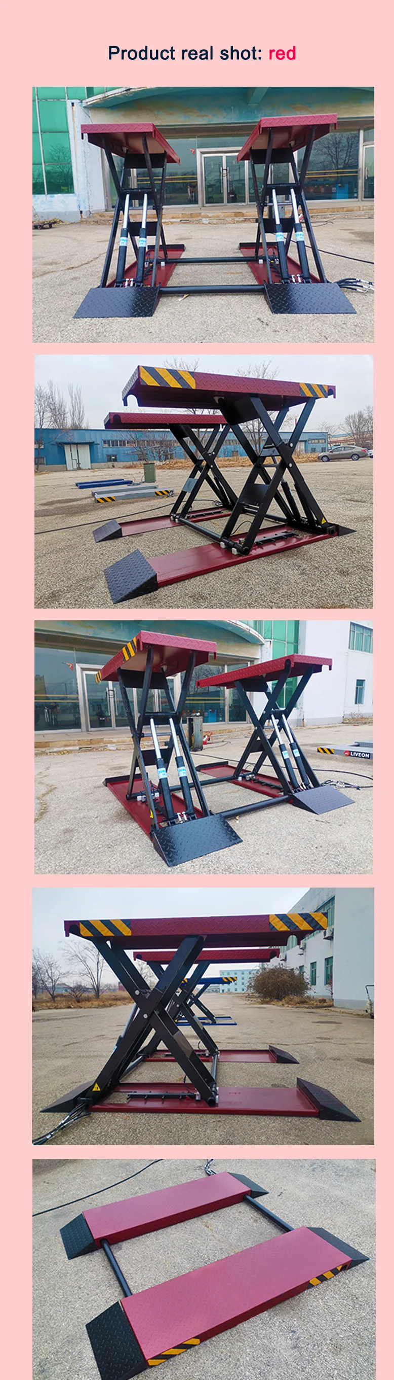 Scissor Type Four-cylinder Push On The Side Car Lifter With 1.3m ...