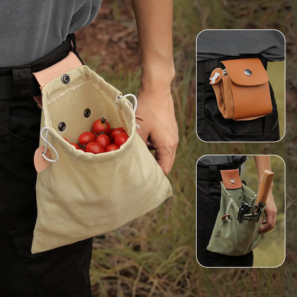 Boshiho Sustainable Canvas Pouch Outdoor Mushroom Picking Bag Outdoor ...