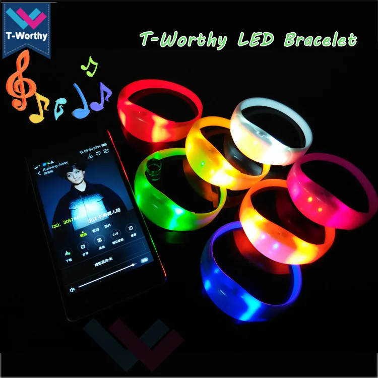 T-worthy Event Light Up Led Bracelet Silicone Sound Activated Led ...