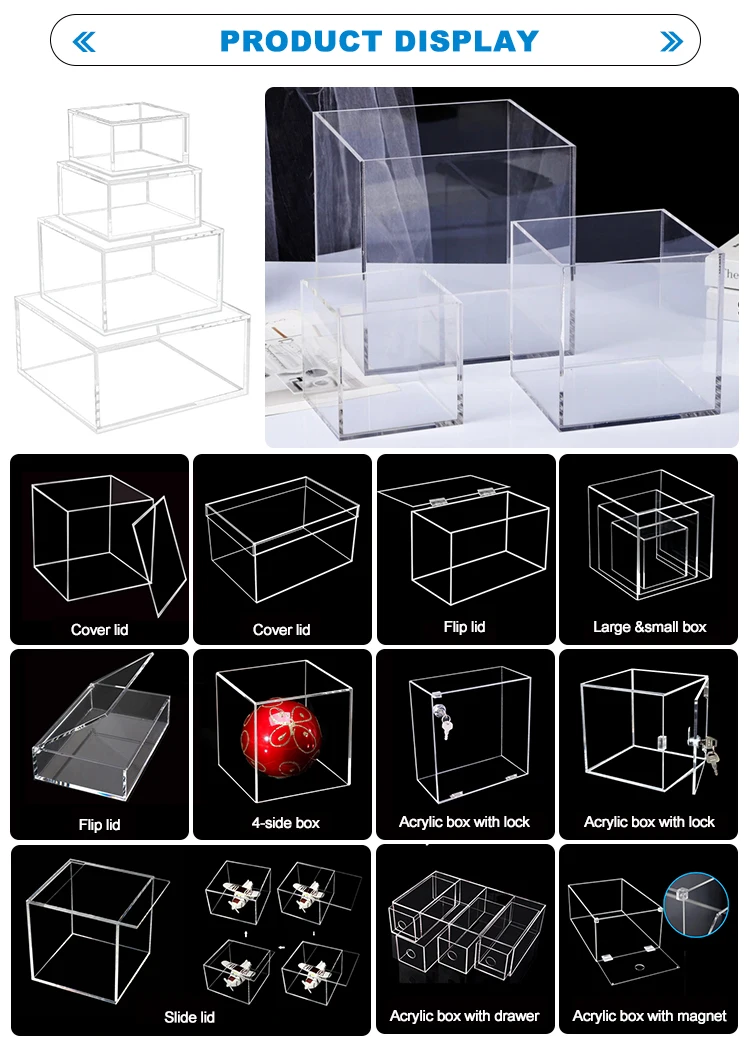 Custom Transparent Clear Acrylic Boxes Classic Style Rectangle Pmma ...