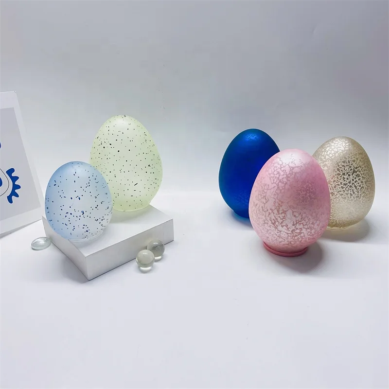 Led Glass Ornaments-easter Lit Glittered Glass Egg Table Decoration ...