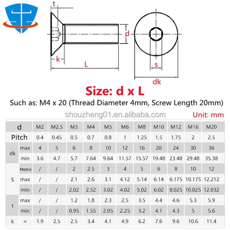 Din7991 M2 M3 M4 M5 M6 M8 M10 M12 Black 10.9 Alloy Steel Hex Hexagon Socket Countersunk Head ...