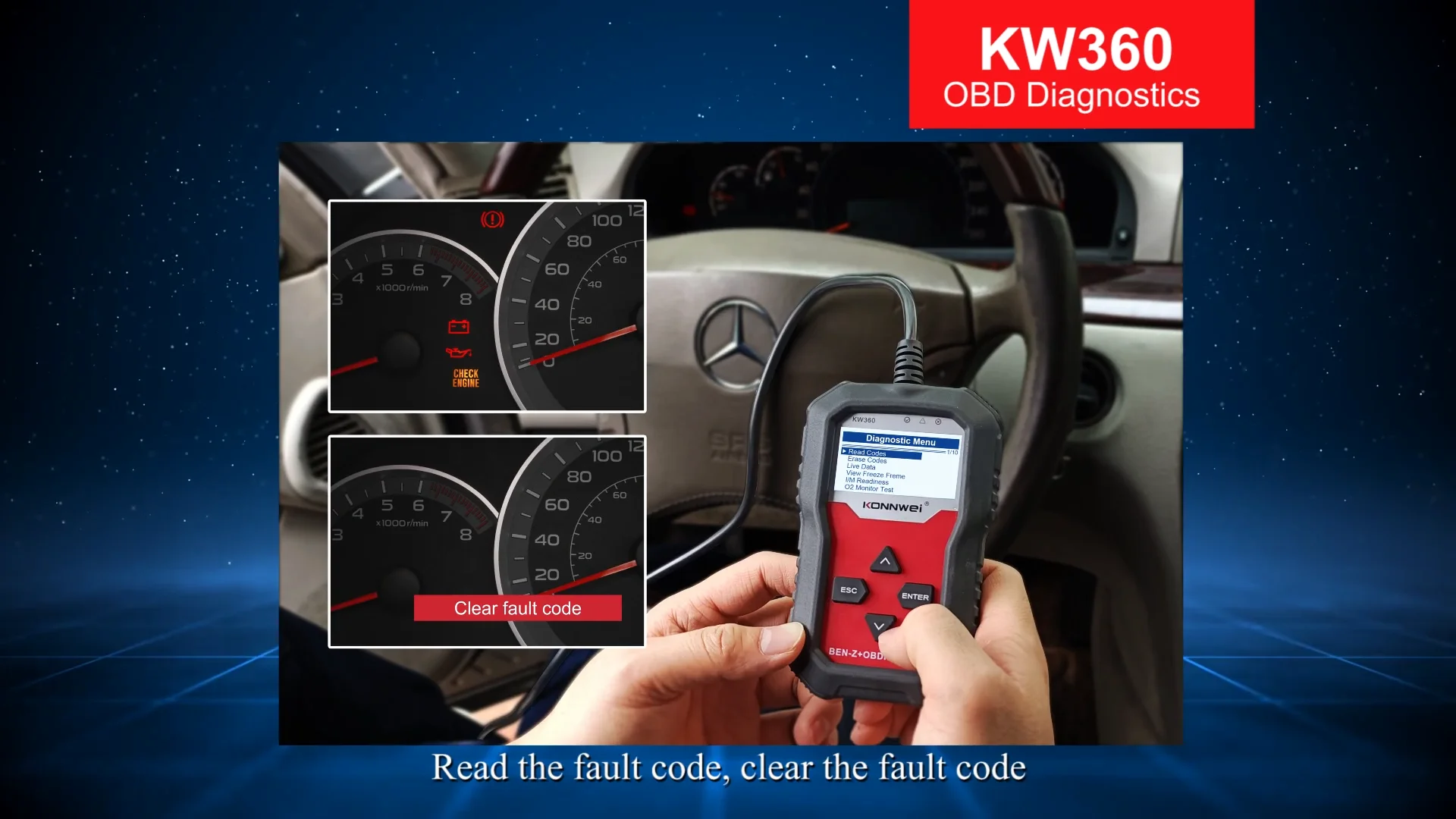 Konnwei Manufacturing Universal Vehicles Obd2 Engine Diagnostic Tool Kw360 Car Full System ...