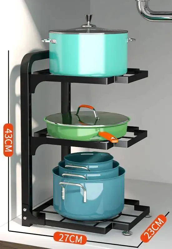 Kitchen Corner Multi-layer Pot Frame Stainless Steel Cookware Pot Rack ...