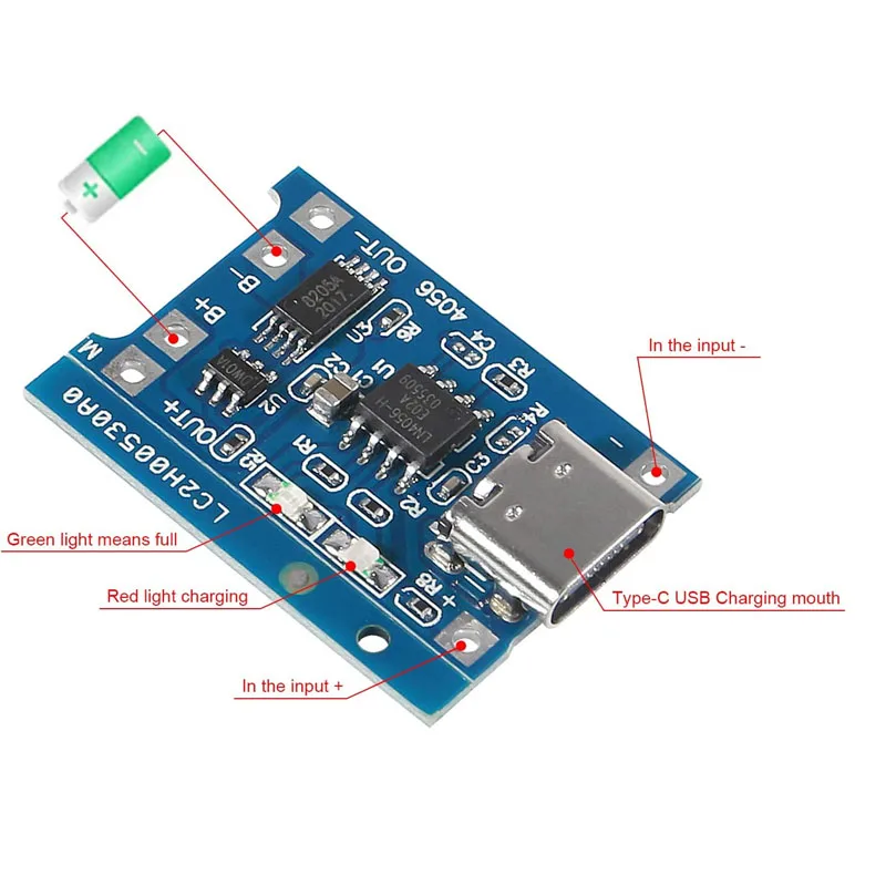 Micro Usb 5v 1a 18650 Tp4056 Lithium Battery Charger Module Charging ...