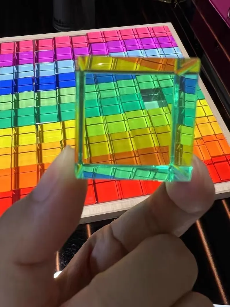 18 Colored Rainbow Translucent Acrylic Cubicle Blocks