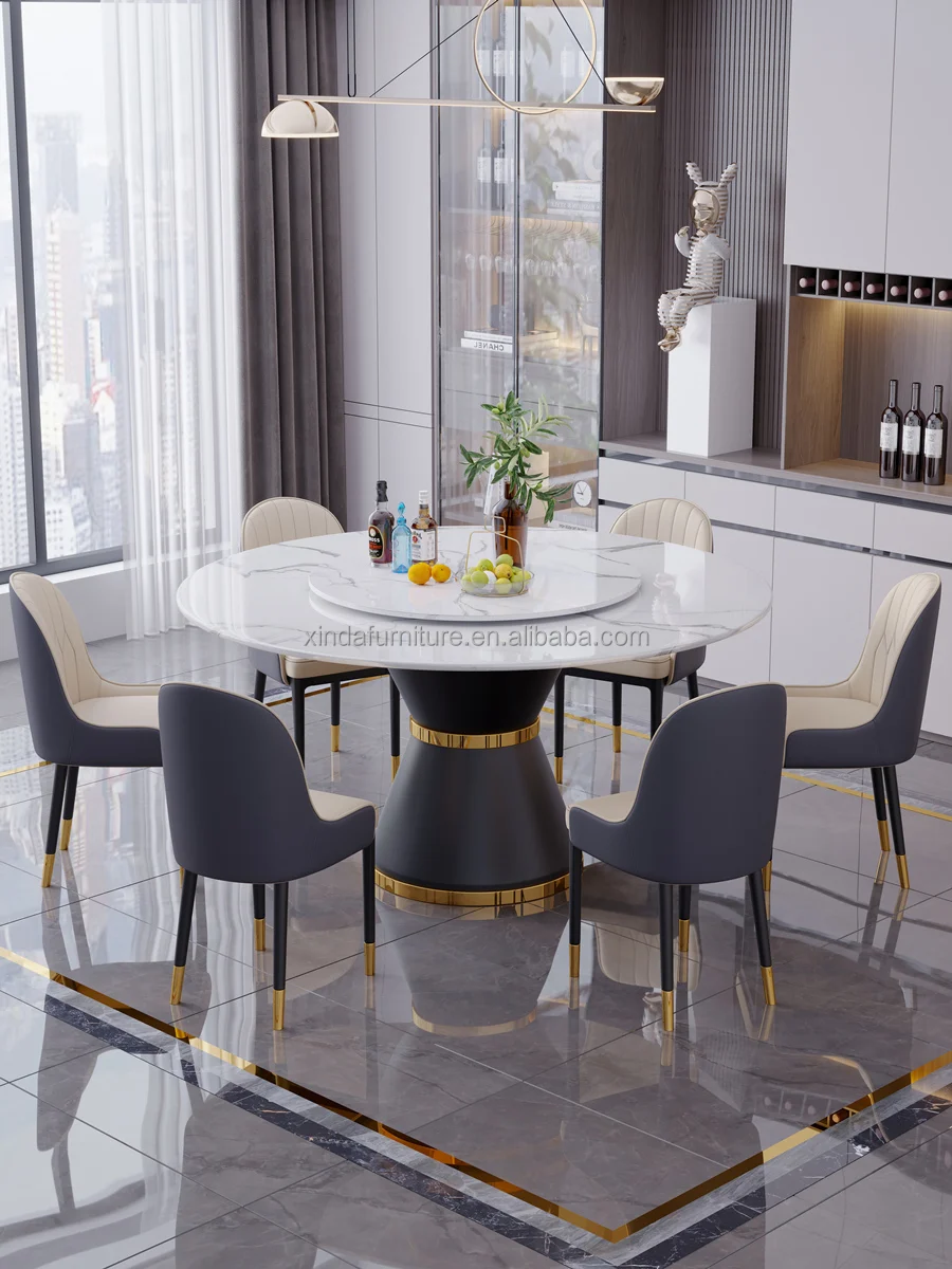 Modern Nordic Light Luxury Design Dining Table Round Restaurant Hotel ...