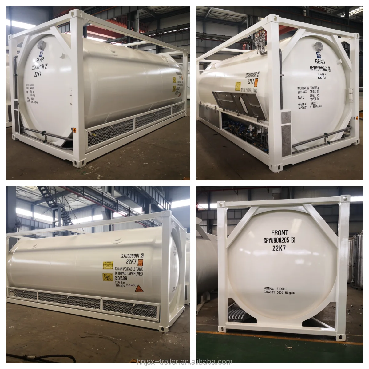 Asme Standard 20ft/40ft T75 Lco2/ln2o/lar/lin/lox Un Tank Container ...