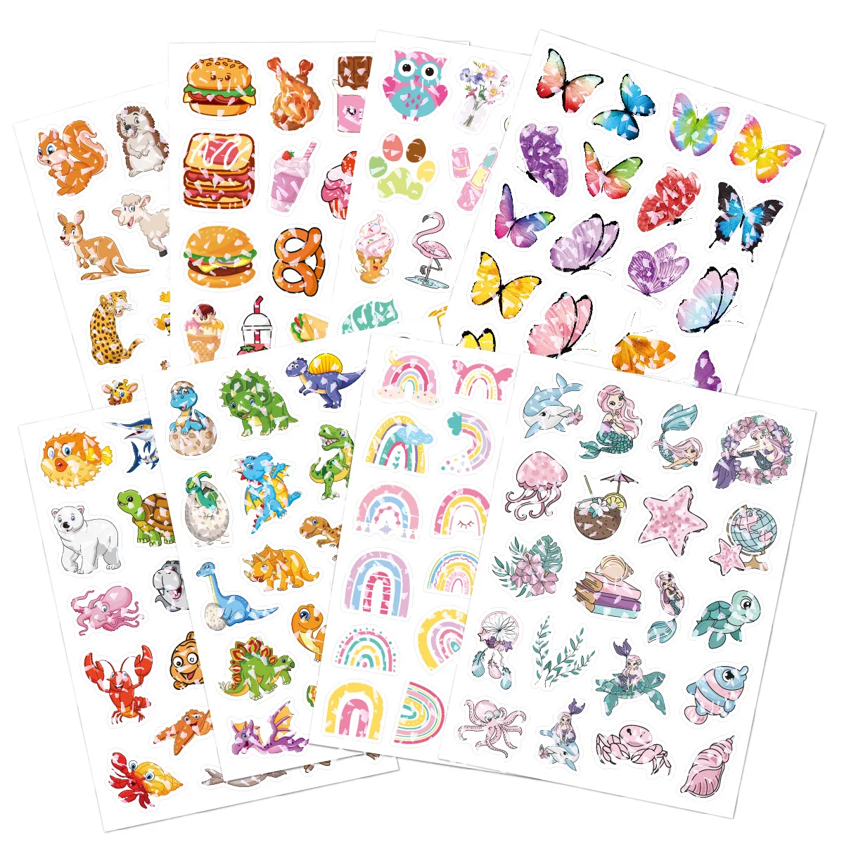 kiss cut cute cartoon sticker sheet for kids adults water bottle laptop ...