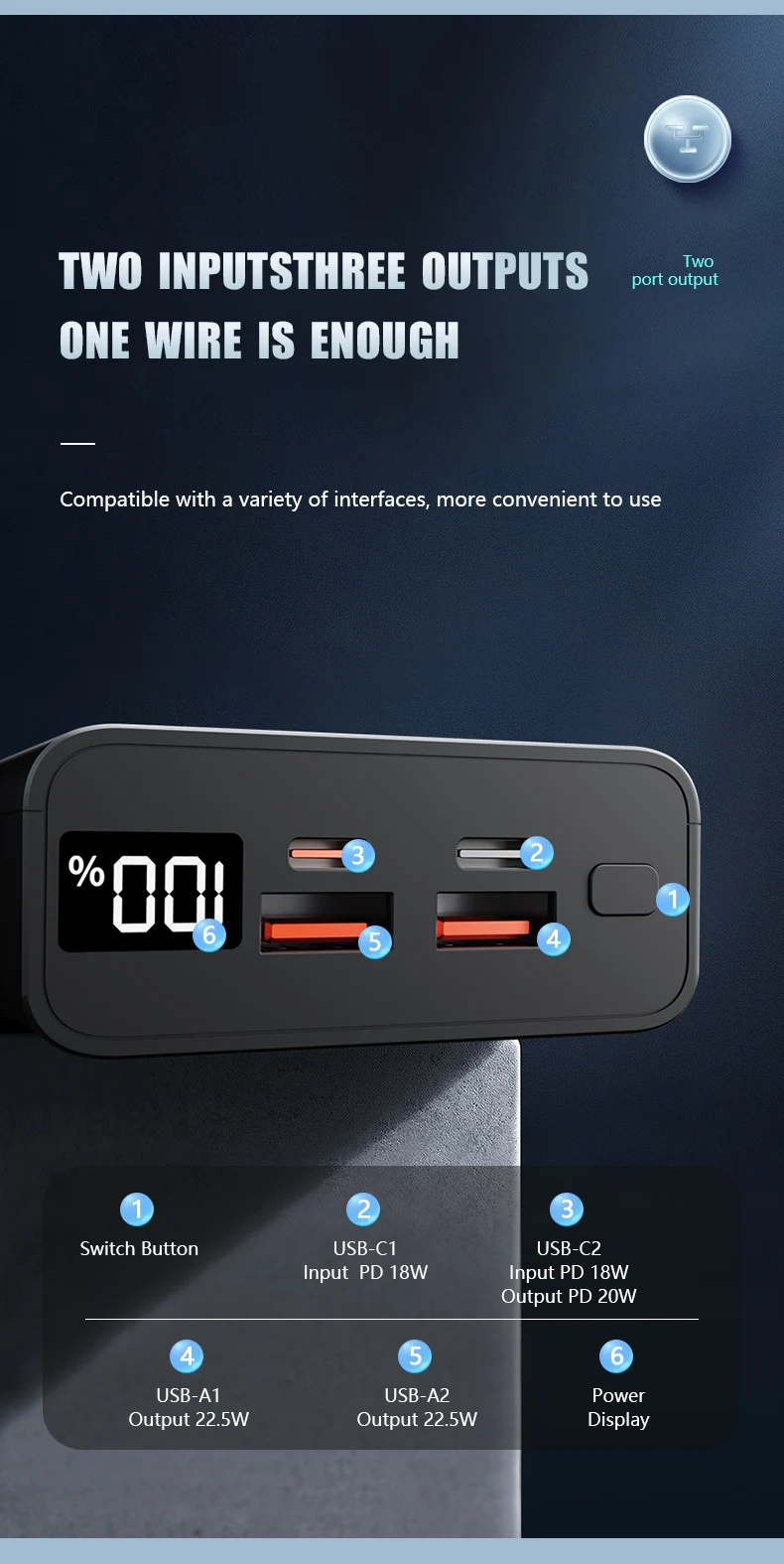 BOLOMI S279P Powerbank - 20000mah Portable Charging Solution