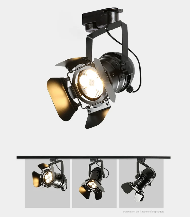 Modern Minimalist LED Track Light - Black Retractable Rail