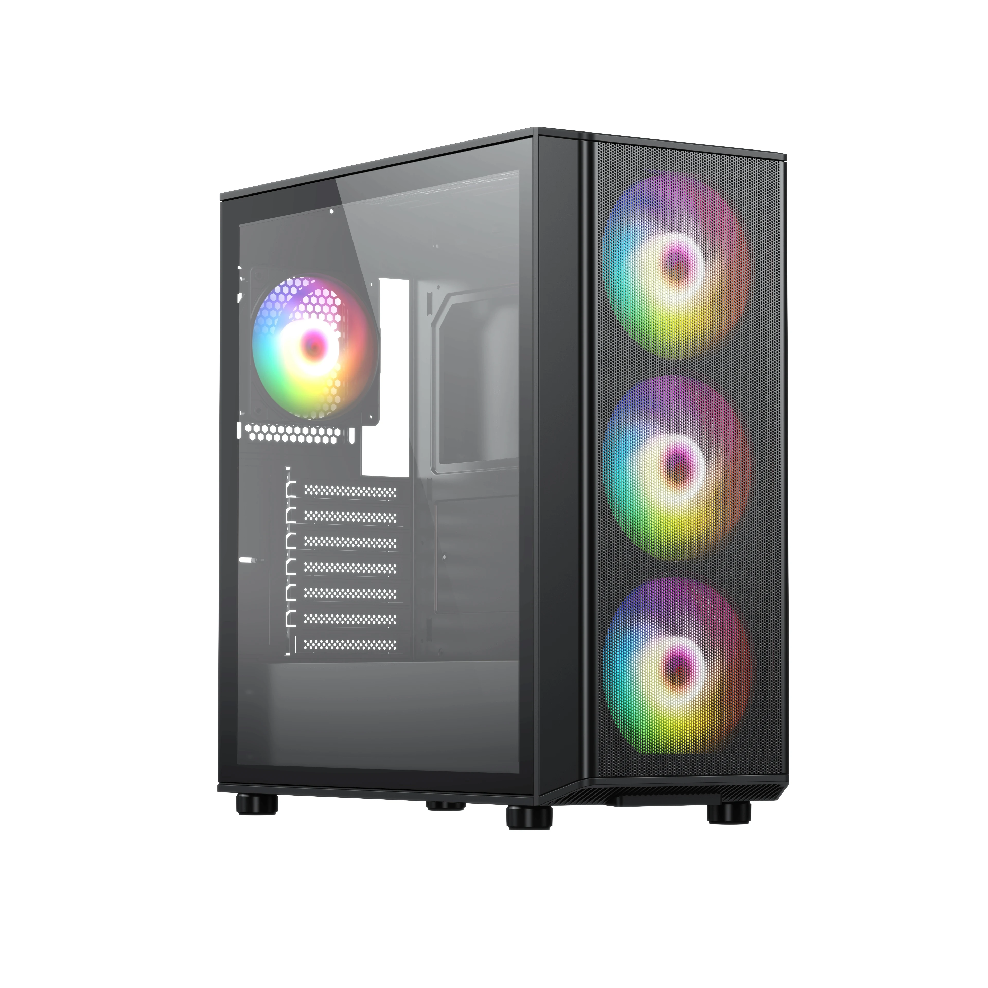 Atx Computer Case Mid Tower Cabinet Black Pc Case Tempered Glass Cases ...