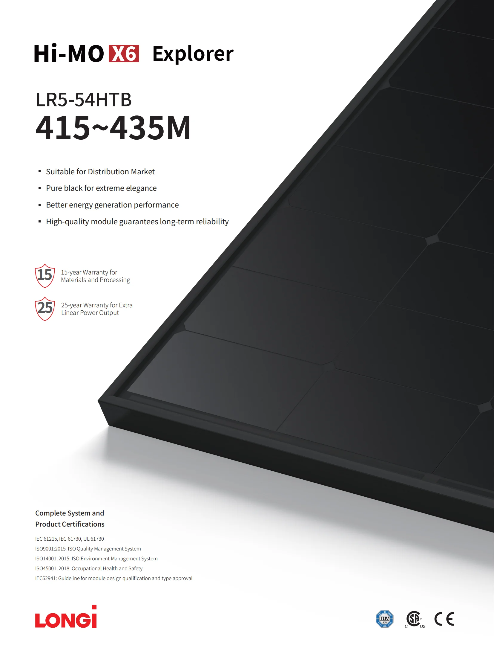 Longi Solar Panels Hi-mo X6 Explorer 420w 425w Panneau Solaire 430w Pv ...